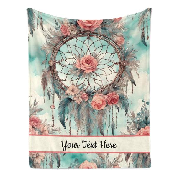 商品名:  Dreamcatcher Flower Blanket, Customizable Name Blankets, Ultra-Soft Cozy Blanket for Couch, Sofa, Chair, Bed, Picn...