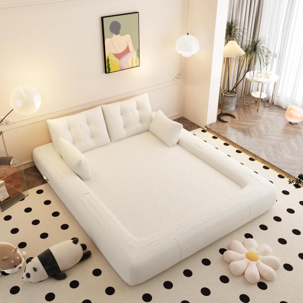 商品名:  LUMISOL 78.7" Multi-Functional Foldable Sofa Bed, 3-in-1 Teddy Fabric Foam-Filled Sleeper Sofa Bed for Living Room...