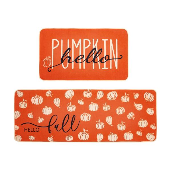 商品名:  JDGHGB 2 PCS Orange Hello Pumpkin Fall Kitchen Mat Rug,Fall Decorations for Home,Orange Kitchen Decor Rugs for Flo...