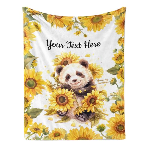 商品名:  Sunflower Panda Blanket, Customizable Name Blankets, Ultra-Soft Cozy Blanket for Couch, Sofa, Bed, Camping, Picnic...