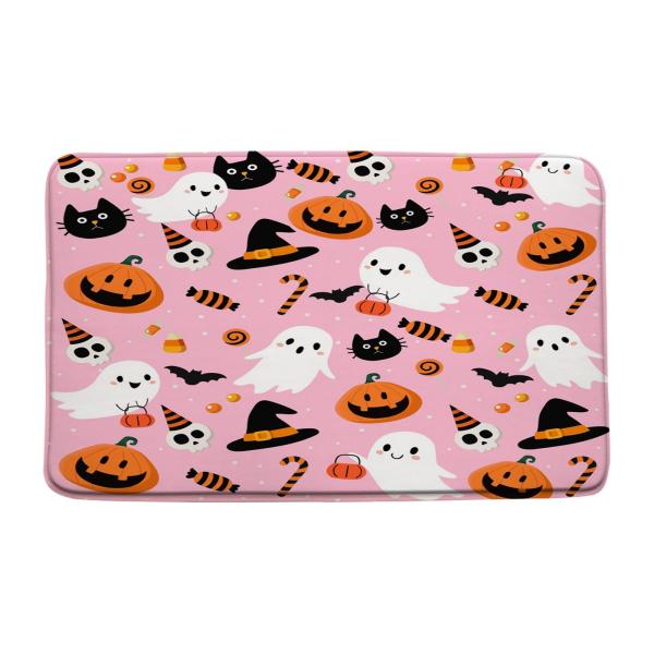商品名: NYCCSM カートゥーン ハロウィン バスマット キュート ゴースト パンプキン スカル 不気味なコウモリ ゴシック 瞑想 ソフト 低反発ラグ バスルーム キッチン用、17.8W x 29.5H NYCCSM Halloween...