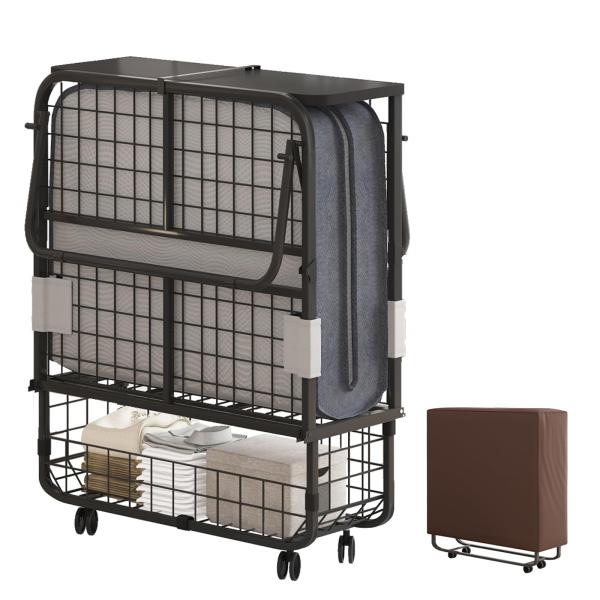 商品名:  ZAFLY Folding Bed, 75" x 31" Rollaway Bed with 5" Memory Foam Mattress and Storage for Adults, Fold Up Roll Away B...