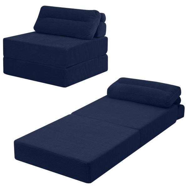 商品名: MeMoreCool 折りたたみソファベッド MeMoreCool Folding Sofa Bed Single ? Convertible Sleeper Chair with Pillow, Navy | Foldable ...