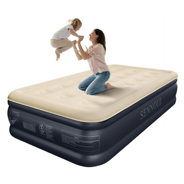 商品名: SENNOUL(セヌル) ツインエアマットレス ポンプ内蔵 隆起 アップグレードシングルブローアップベッド 2分 クイックセルフ膨張/空気を抜く 最大18インチ/550ポンド 強力なサポート 漏れなし 臭いがない 自宅 ゲスト キ...