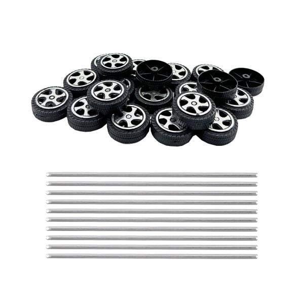 商品名: 20個 トイカーホイール プラスチックカーホイール 直径2mm ラウンドシャフトアクスル付き RCカー トラック ロボット DIYモデル トイホイール交換部品 (スタイル1) 20PCS Toy Car Wheel Plastic...