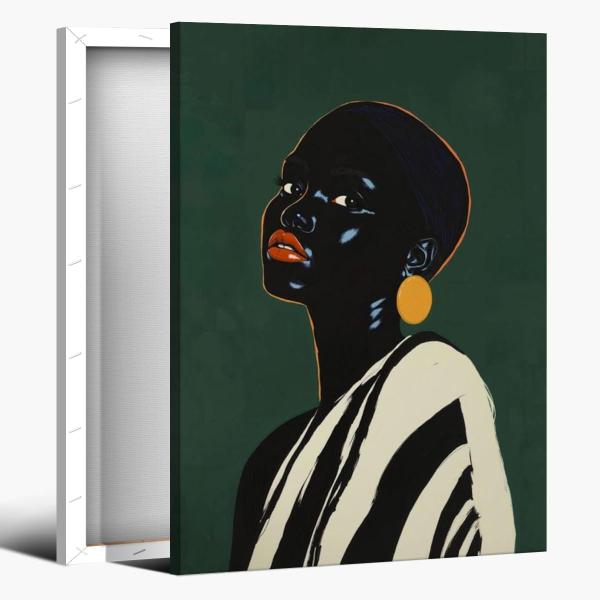 商品名: アフリカの壁アート装飾 黒人女性 キャンバスプリント トレンディなグリーンペインティング アフロセントリック 女性 ソファアートポスター ファンキーな女性の肖像画 ミニマリストフェミニストの写真 寝室 寮 ギャラリー用 60x91...
