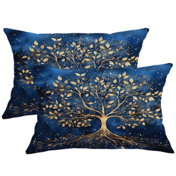 商品名:  Tree of Life Pillow Covers Set of 2, Navy Blue Decorative Throw Pillows Case, Autumn Home Decor Cushion Covers for...