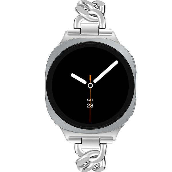 商品名: JR.DM シルバーメタルブレスレットバンド レディース Samsung Galaxy Watch 8 40mm 44mm/8 クラシック 46mm 調節可能 カウボーイ シングルチェーン ドレッシーファッションジュエリーリストバ...