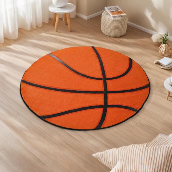 商品名:  Vesocro Round Basketball Rug?2.6ft Soft Washable Sport Area Rugs with Non Slip Backing,Carpet for Bedroom,Living R...