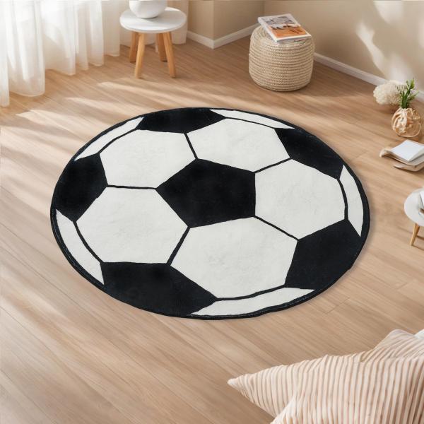 商品名:  Vesocro Round Soccer Rug?2.6ft Soft Washable Sport Area Rugs with Non Slip Backing,Carpet for Bedroom,Living Room ...