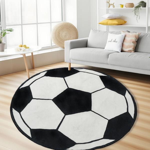 商品名:  Vesocro Round Soccer Rug?4ft Soft Washable Sport Area Rugs with Non Slip Backing, Carpet for Bedroom, Living Room ...