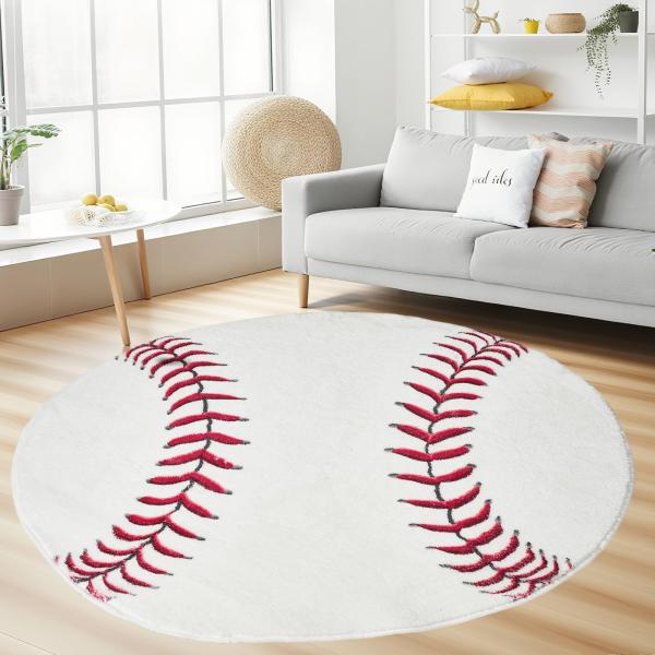 商品名:  Vesocro Round Baseball Rug?4ft Soft Washable Sport Area Rugs with Non Slip Backing,Carpet for Bedroom,Living Room ...