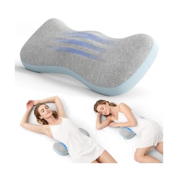 商品名: Forcanby (フォーキャンビー) 腰椎サポート枕 ベッド用 低反発素材 腰痛緩和枕 睡眠用腰痛緩和枕 調節可能な腰枕 睡眠用 ベッド 車 ソファ用 (グレーブルー) Forcanby Lumbar Support Pillo...