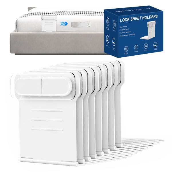商品名:  Vistron 8 PCS Bed Sheet Holder,Bed Sheet Grippers for Corners Free Standing Keep Fitted Sheets Firm Tight &amp; Se...