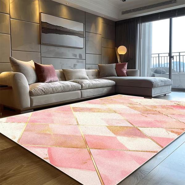 商品名:  Modern Pink Geometric Carpet for Living Room Large Area Decoration Home Rugs for Bedroom Soft Non-Slip Lounge Sofa...