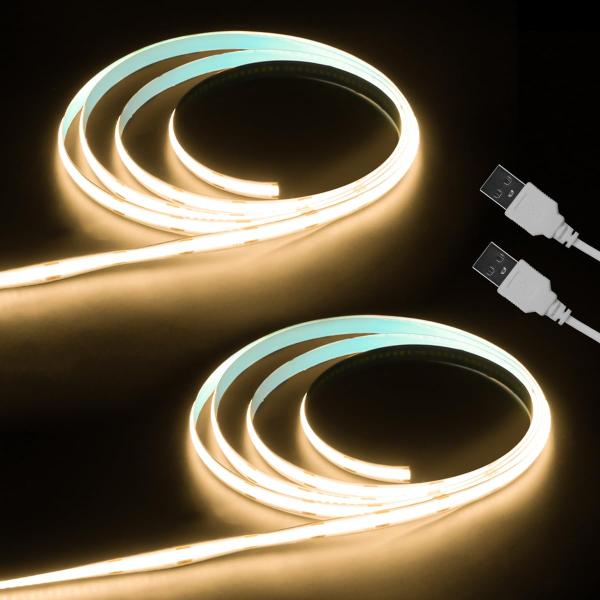 商品名:  Aclorol COB LED Strip Light 5V USB 1M/3.28FT Warm White 3000K Flexible LED TV Backlight with Self-Adhesive 8mm Wid...