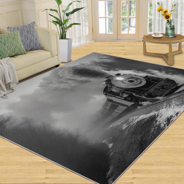 商品名:  Steam Engine Rug - 2x3 Rugs for Entryway, Industrial Train Area Rug, Grey Train Washable Rugs for Bedroom, Non Sli...