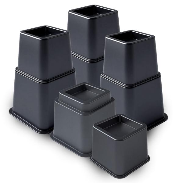 商品名: Simple&amp;Opulence 寝具 調節可能なベッド家具ライザー - 高さ3、5または8インチの高さのベッドとベッド下収納用の高耐久ライザー-(ライザー4個セット、ブラック) Simple＆Opulence Beddin...