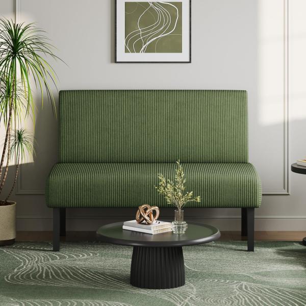 商品名: Yaheetech スモール ミニ ソファ カウチ アームレス ラブシート布団 寝室 コーデュロイ生地 &amp; 組み立て簡単 小さなスペース リビングルーム 寮 オフィス アパート グリーン Yaheetech Small M...