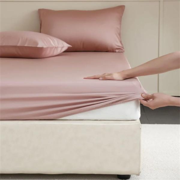 商品名:  Mulberry Silk Fitted Sheet with Elastic Bands Full Around Mattress Cover Luxury Silky Feel King Queen Size Bed Bed...
