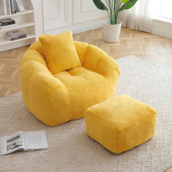 商品名:  YESER Bean Bag Chair with Ottoman, Giant Bean Bag Chairs for Adults, Kids Oversized Beanbag Shell-Shaped Stuffed B...
