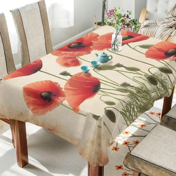 商品名:  ALAZA Red Poppy Flower Poppies Floral Square Tablecloth 60 x 60 Inch Romantic Table Cover Mat Modern Table Cloth f...