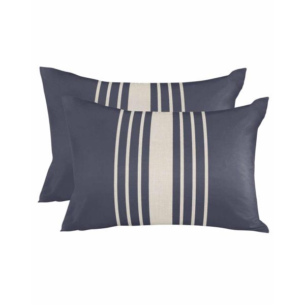 商品名:  Waterproof Pillow Cover &amp; Insert Set of 2 Blue Vertical Stripes Throw Pillows Cushion Case 20x12 Inch Removabl...