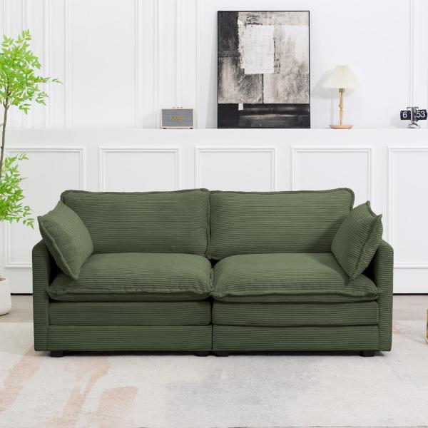 商品名:  ROWHY Sectional 2 Seat Cloud Loveseat with 2 Throw Pillows, Modern Corduroy Love Seat Sleeper Bed, Convertible Coz...