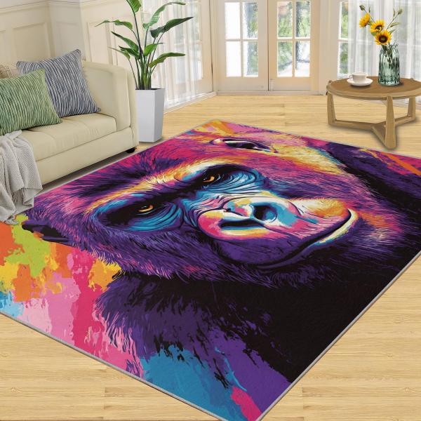 商品名:  Gorillas Rug - 6x8 Rugs for Bedroom, Graffiti Gorillas Area Rug, Chimpanzee Washable Rugs for Living Room, Non Sli...