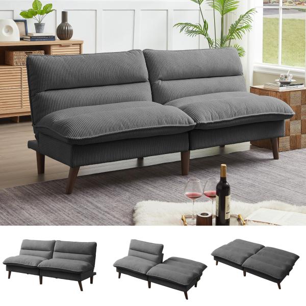 商品名:  Futon Sofa Bed, 72" Convertible Futon Couch with 3-Level Adjustble Backrest, Modern Loveseat Couch, Folding Reclin...