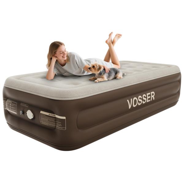 商品名: VOSSER (ヴォッサー) ツインサイズ エアベッド 取り外し可能な充電式ポンプ付き - キャンプや自宅用 ポータブルデザイン 最大330ポンドまでサポート VOSSER Twin Size Airbed with Detach...