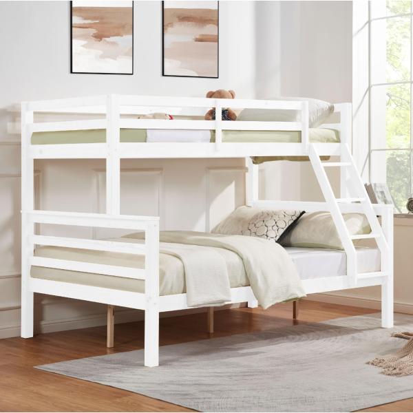 商品名:  FLEXISPOT Twin Over Full Solid Wood Bunk Bed with Thick Posts,Wooden Bunk Bed with High Guardrail and Ladder for K...