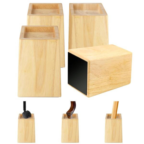 商品名: Alpeir 木製ベッドライザー 高耐久 耐荷重 2200ポンド 4パック 家具ライザー 脚の高さ エクステンダー リフト 寮 ソファ カウチ デスク 椅子 テーブル用 オリジナル 高さ12.7 cm (内側 11.4 cm H)...