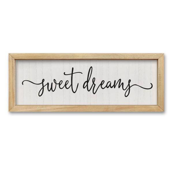 商品名: comurdyo Sweet Dreams サイン ベッドの上の壁の装飾 16インチ×6インチ マスターベッドルームゲストルーム 木製フレームウォールアート装飾吊り下げ(木製) comurdyo Romantic Sweet Dr...