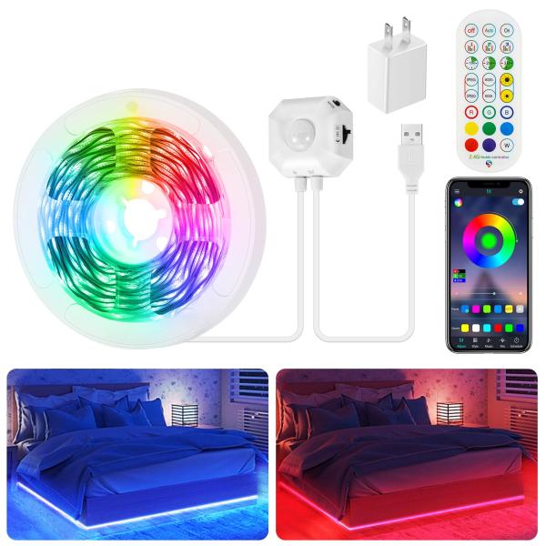 商品名: Taormey モーションアクティベートLEDストリップベッドライト、9.8フィート RGB LEDストリップライト モーションセンサー付き リモート アプリコントロール 音楽同期モーションセンサー LEDライトストリップ USB...