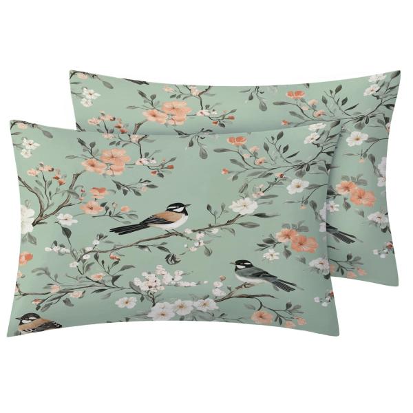 商品名:  Generic Floral Bird Pillowcase for Room Decor &amp; Gift, Japanese Flower Toddler Pillowcases 2 Pack, Leaf Plant P...