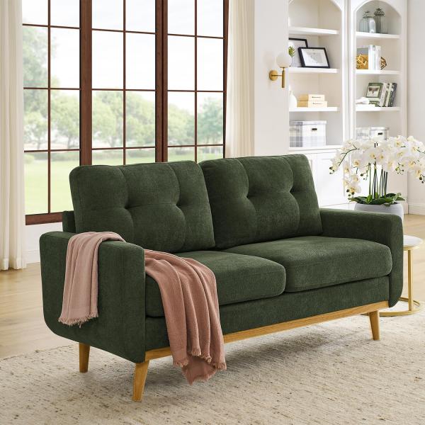 商品名:  Gustonhon Dark Green 56" Loveseat Sofa, Couches for Small Spaces, Mid Century Love Seat Couches for Living Room, U...