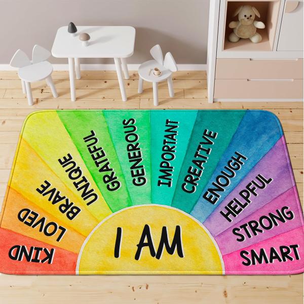 商品名:  Personalized Motivational Classroom Rug for Kids ? You are Positive Affirmation Mat ? Growth Mindset Rectangular R...