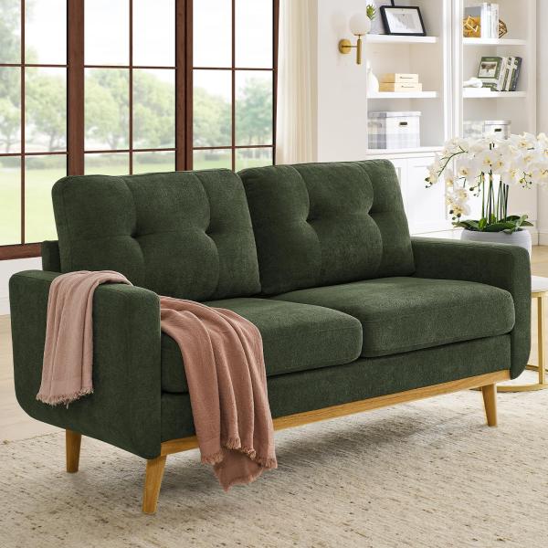 商品名:  67.7''Mid-Century Modern Sofa Couch, Upholstered Tufted Loveseat Sofa with Solid Wood Legs, 2 Seat Small Couch wit...