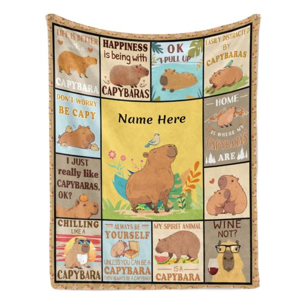 商品名:  Customizable Blanket with Capybara &amp; Name, Ultra Cozy Blanket for Sofa, Bed, Camping, Picnic, 60"x80"ブランド: Alb...
