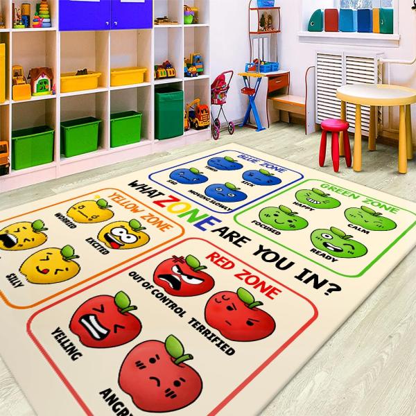 商品名:  ZBIGTEE Emotional Regulation Classroom Rug for Kids ? Preschool Feelings Chart Carpet for Calm Down Corner, Emotio...