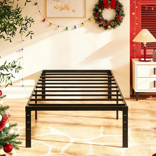 商品名:  VINGLI 14 Inch Twin Bed Frame, Heavy Duty Metal Platform, No Box Spring Needed, Sturdy Steel Slat Support, Easy As...