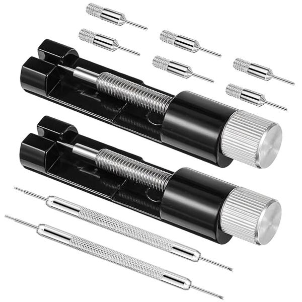 商品名: Grngven 腕時計リンク取り外しキット 時計修理ツール ブレスレットの調整と交換用 ストラップのサイズ調整用ピンリムーバー 腕時計バンド調整ツールキット 予備の交換用ピン付き Grngven 2 Pack Watch Link...