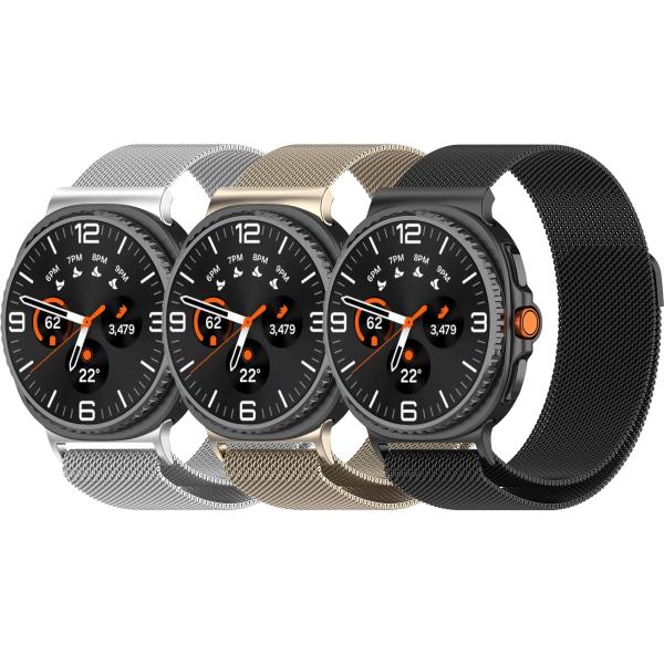 商品名:  QIEMUTER 3 Pack Metal Watch Bands Compatible for Galaxy Watch 8 Band 40mm 44mm/Galaxy 8 Classic/Ultra 2, Stainless...