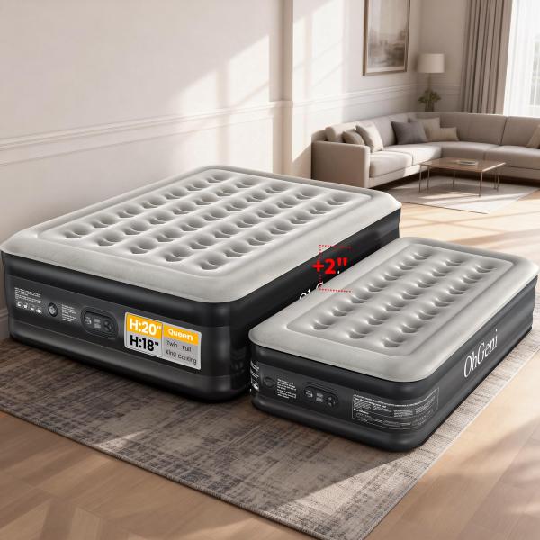 商品名:  OhGeni 20" Queen Air Mattress (1-Pack) with Built in Pump, Inflatable Blow Up Bed, Upgraded Air Column Support for...