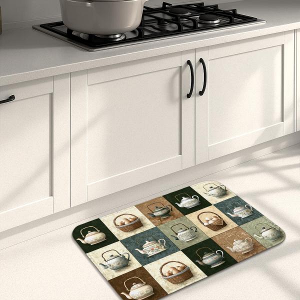 商品名:  Vintage Teapot Kitchen Mats for Floor, Rustic Farmhouse Design Soft Mats, Cushioned Comfort Washable Non Slip Deco...