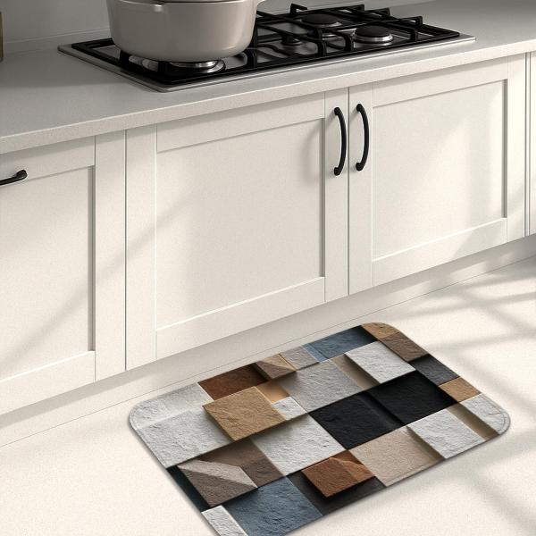 商品名:  Geometric Kitchen Mats for Floor, Stylish Stone Pattern Mats, Cushioned Anti-Slip Washable Rugs for Kitchen Sinks ...