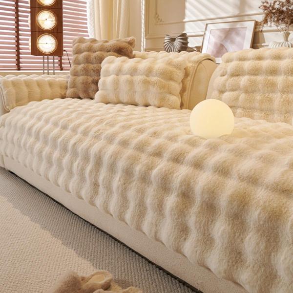 商品名:  EFELIM Plush Faux Rabbit Fur Sofa Slipcovers for L Shape Sectional Slipt Chaise Cover 1 2 3 4 Seat Couch Covers (W...