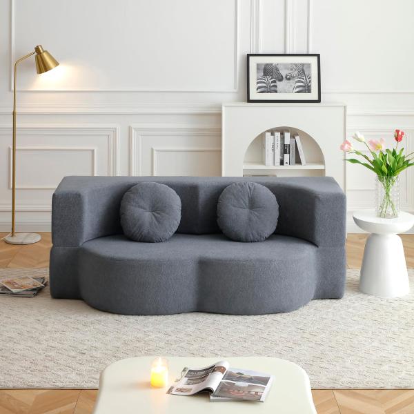 商品名:  KavlSean Twin Size Futon Sofa Bed, 75.5" Boneless Couch with Lychee Velvet Fabric, 2-in-1 Convertible Folding Sofa...