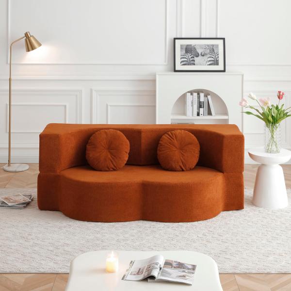 商品名:  KavlSean Twin Size Futon Sofa Bed, 75.5" Boneless Couch with Lychee Velvet Fabric &amp; Pillow, 2-in-1 Convertible...